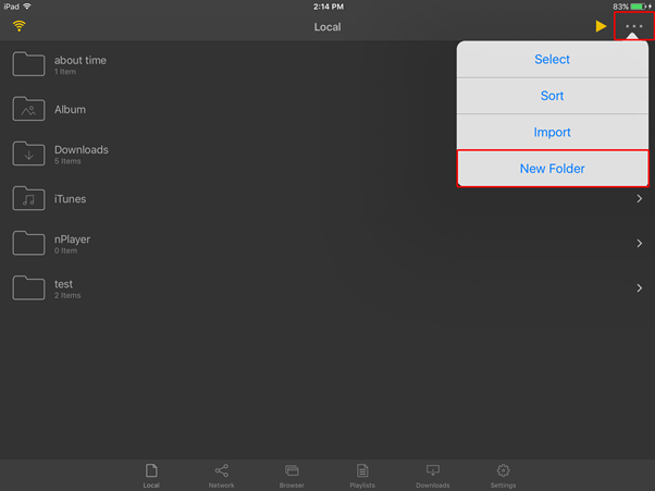 nPlayer Help | Creating Folders