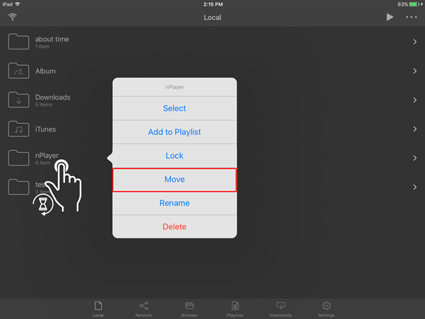 nPlayer Help | Moving File/Folder